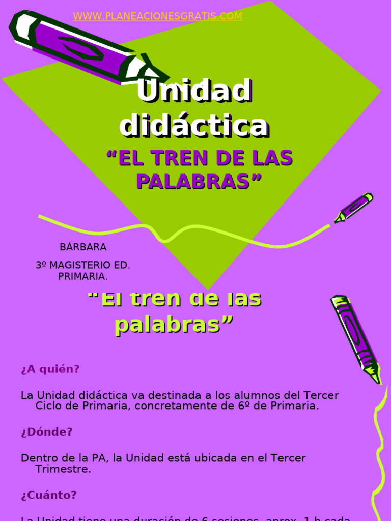 Unidad Didáctica: El Tren de las Palabras | PDF | Asunto (gramática ...