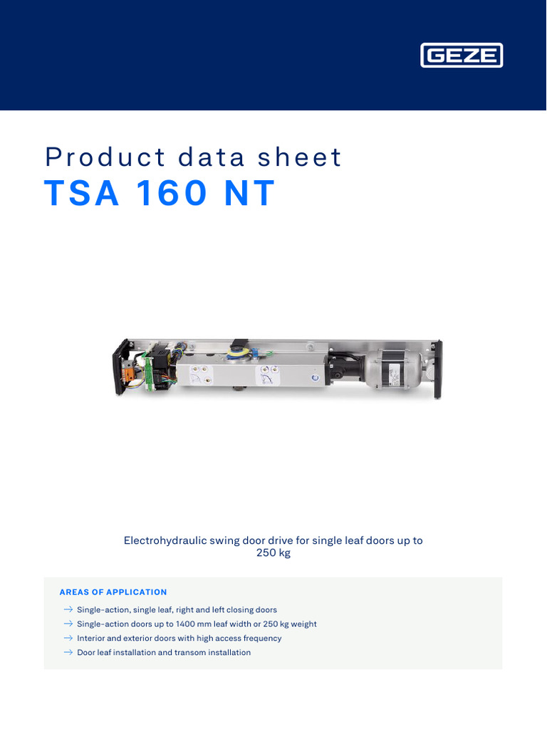 TSA 160 NT Electrohydraulic Door Drive | PDF | Door | Trigger (Firearms)