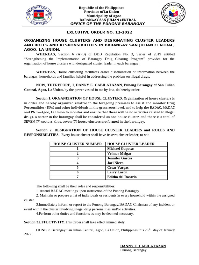 BADAC EO 11 - 2017 House Cluster | PDF | Government | Justice