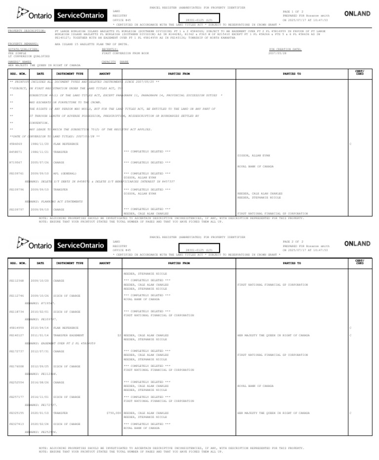 Parcel Register for Hasletts Island | PDF | Easement | Land Use