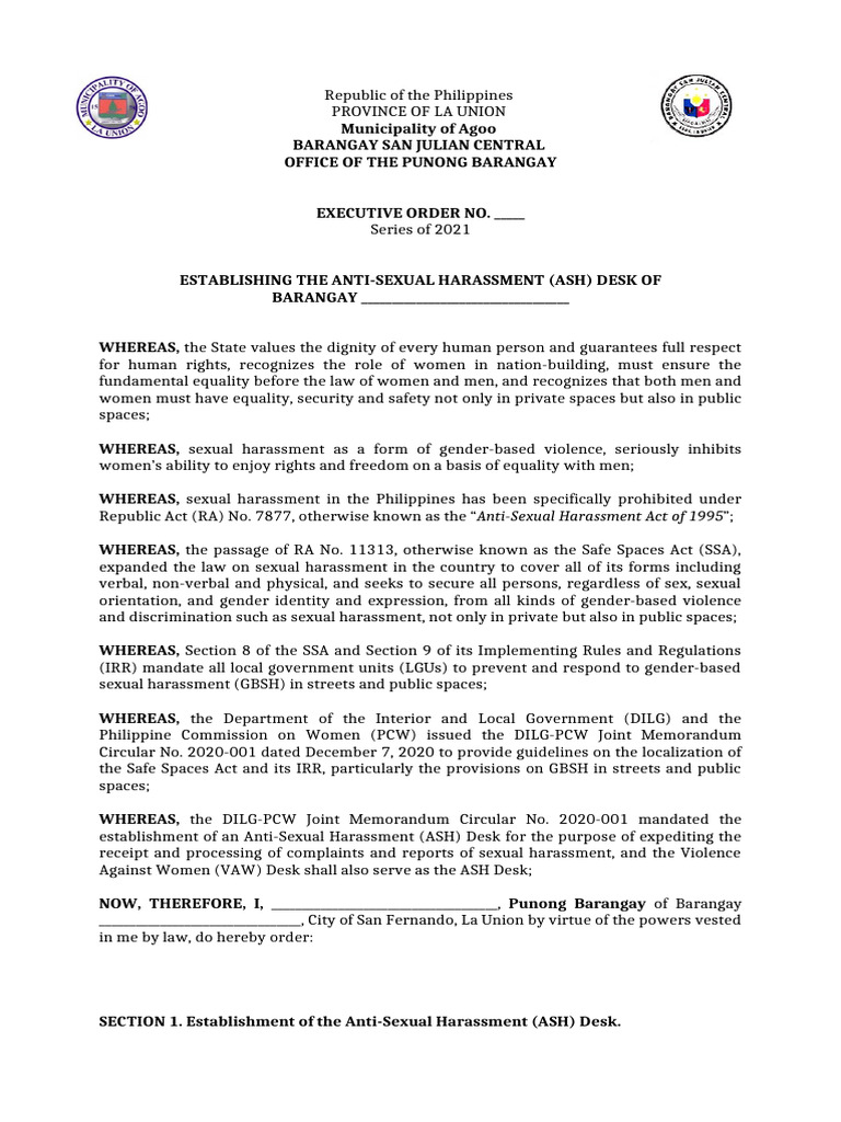 EO Anti Sexual Harassment | PDF | Sexual Harassment | Harassment