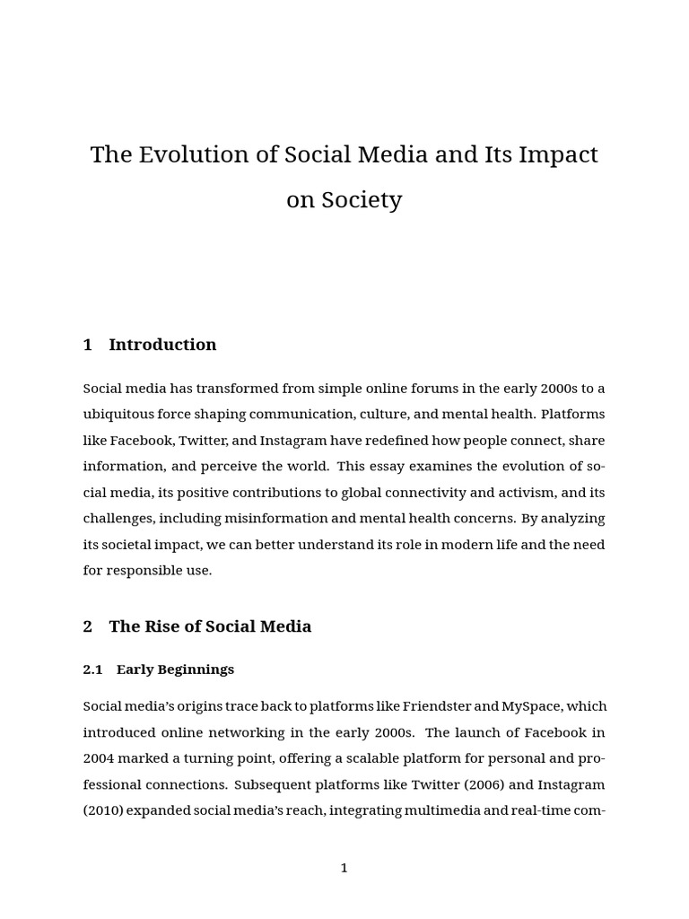 Social Media's Evolution and Societal Impact | PDF | Social Media ...