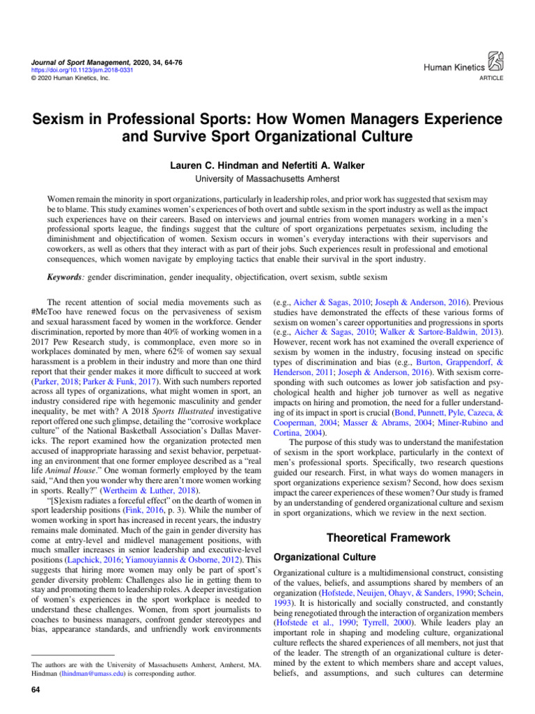 Women Managers Facing Sexism in Sports | PDF | Sexism | Gender