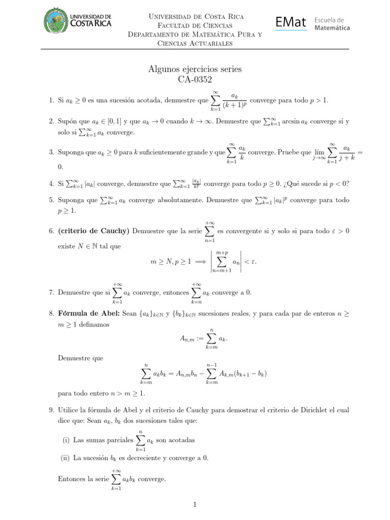 Ejercicios Series | PDF | Conceptos matemáticos | Funciones y mapeos