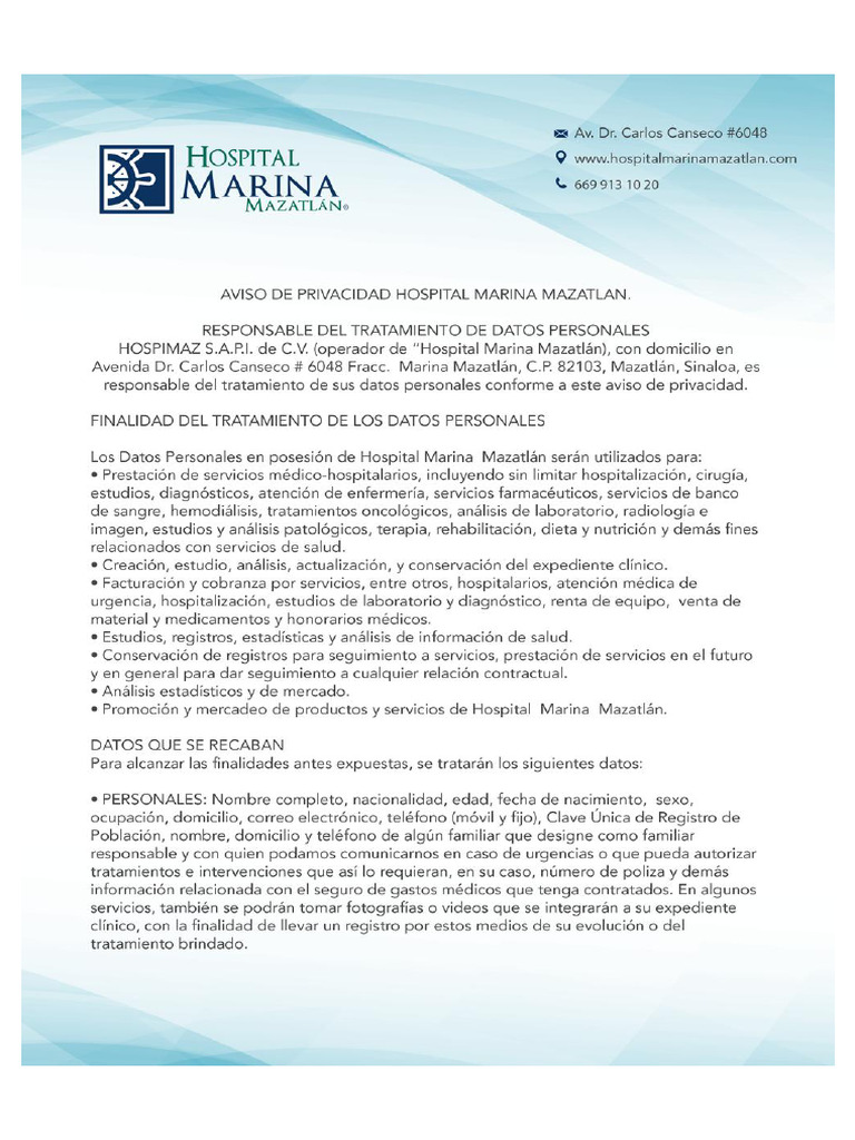 Aviso de Privacidad HMM | PDF