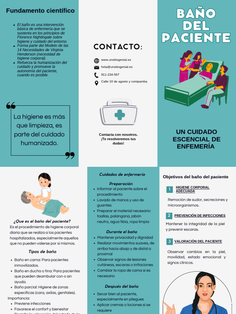 Triptico Baño Al Paciente | PDF | Higiene | Lavado de manos