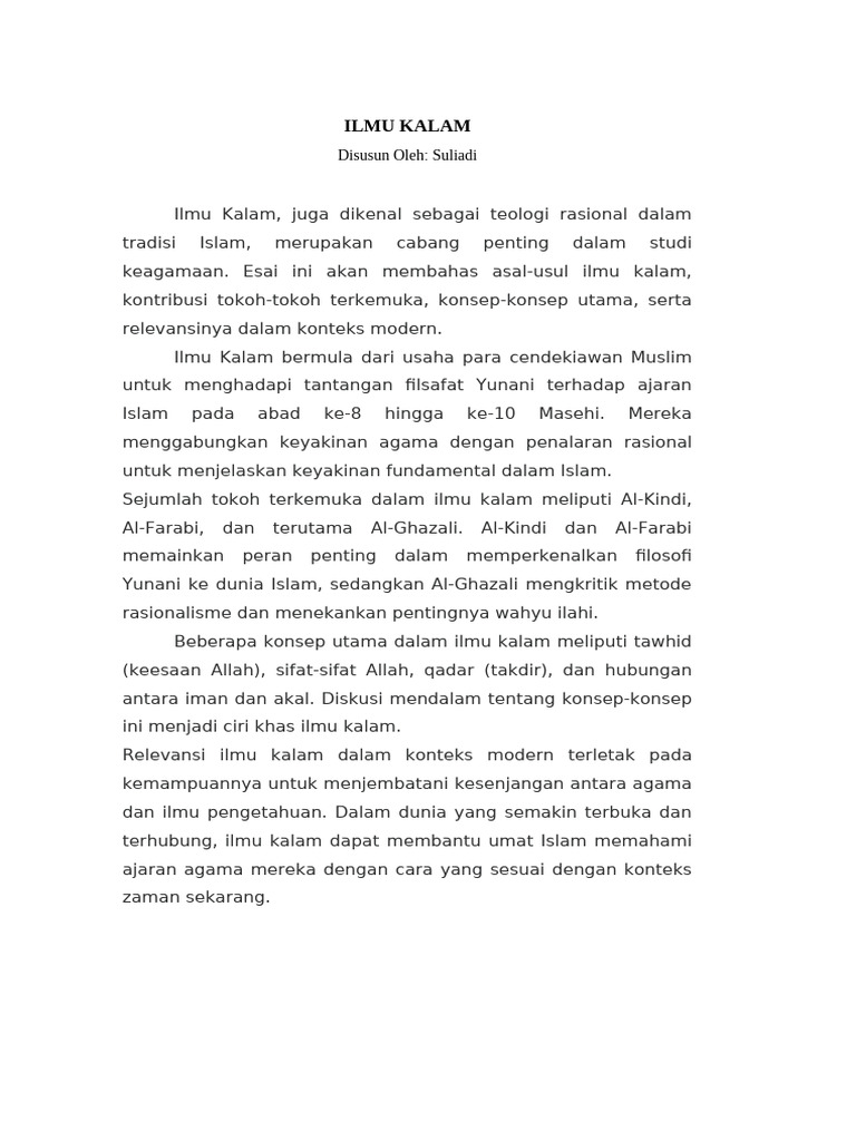 Ilmu Kalam: Teologi Rasional Islam | PDF