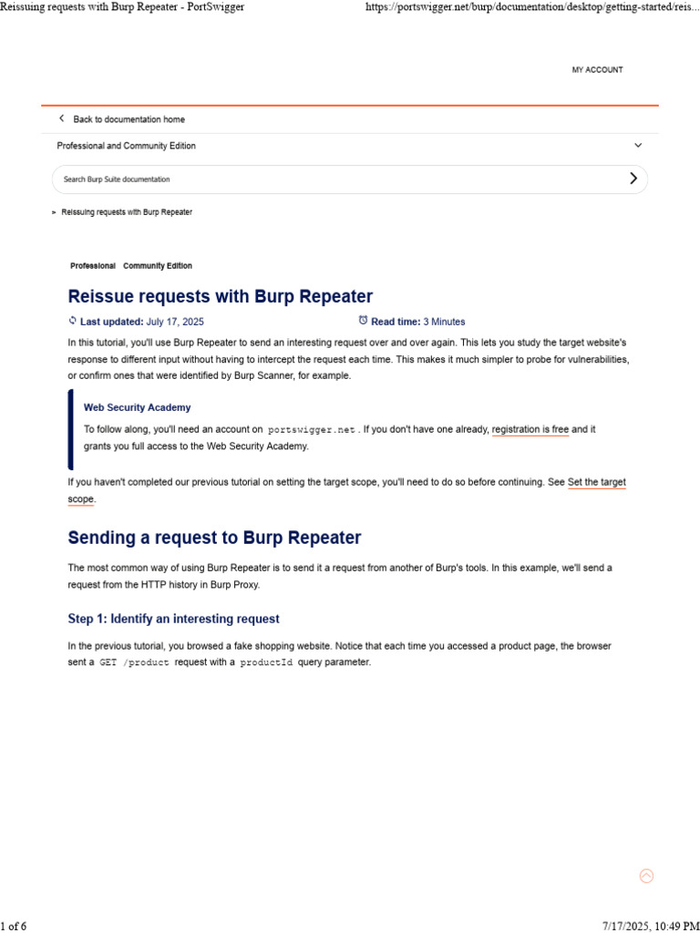 Burp Repeater: Sending Requests Tutorial | PDF | Software | Cyberspace