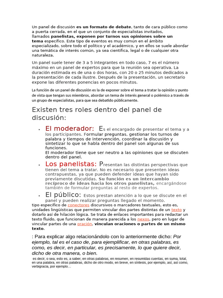 Panel de Discurso... | PDF