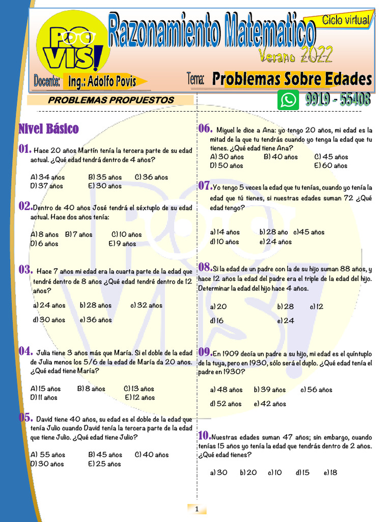 Nivel Básico: Problemas Propuestos | PDF
