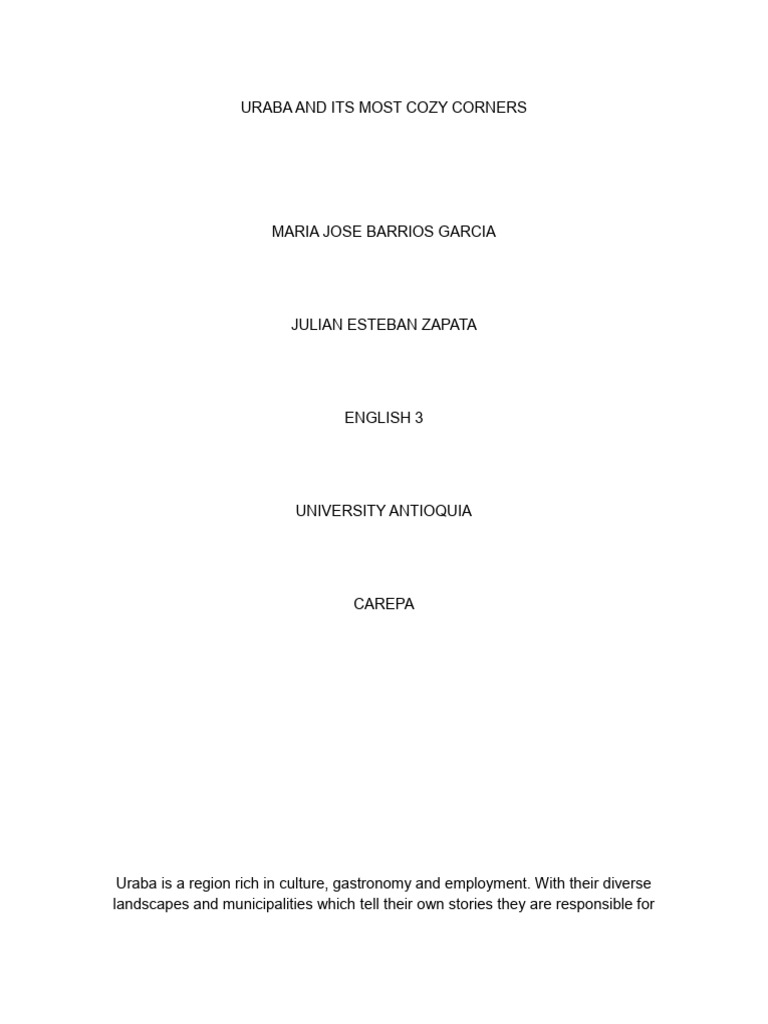 Uraba and Its Most Cozy Corners | PDF