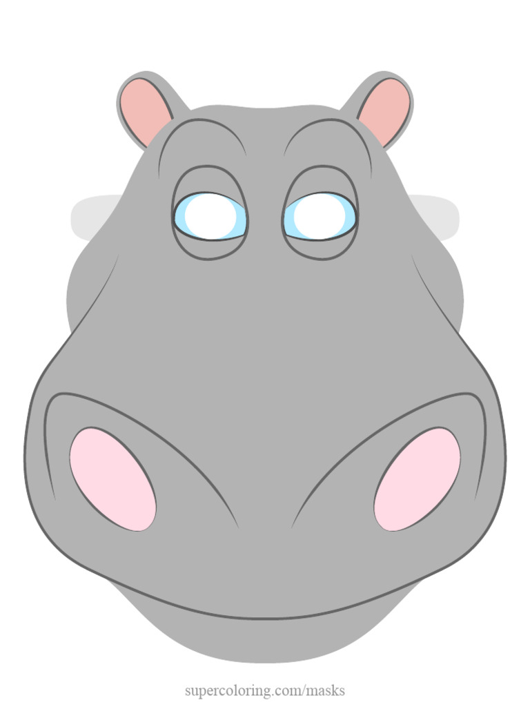 Hippo Mask Colored Template Paper Craft | PDF