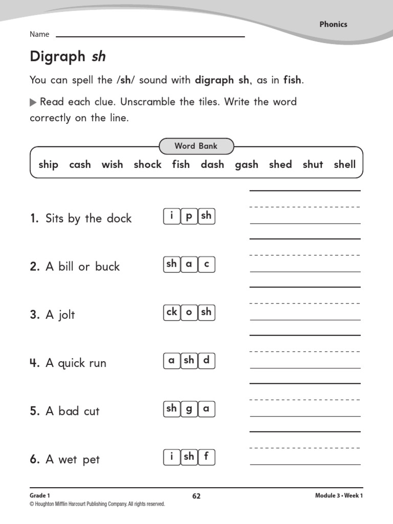 Grade 1 Phonics: Digraphs sh, wh, th | PDF | Phonics | Linguistics