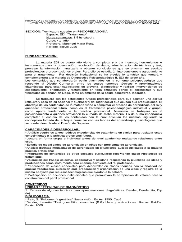 PROGRAMA EDI III Tratamiento - 4to Año - 2025 | PDF | Maestros ...