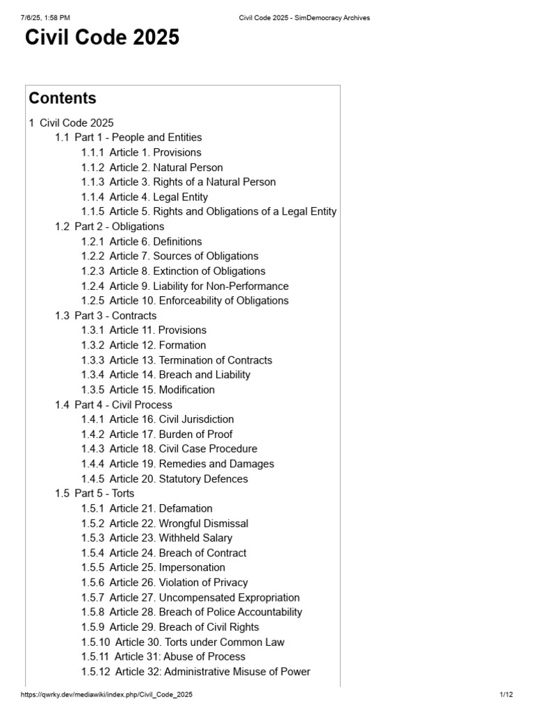 Civil Code 2025 Overview | PDF | Tort | Defamation