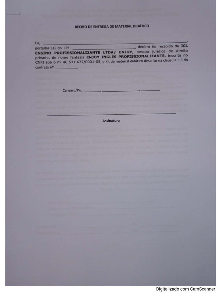 Recibo de Entrega de Material. | PDF