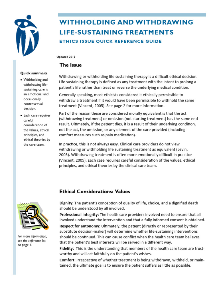 Ethics Withholding Withdrawing | PDF | Informed Consent | Social Ethics