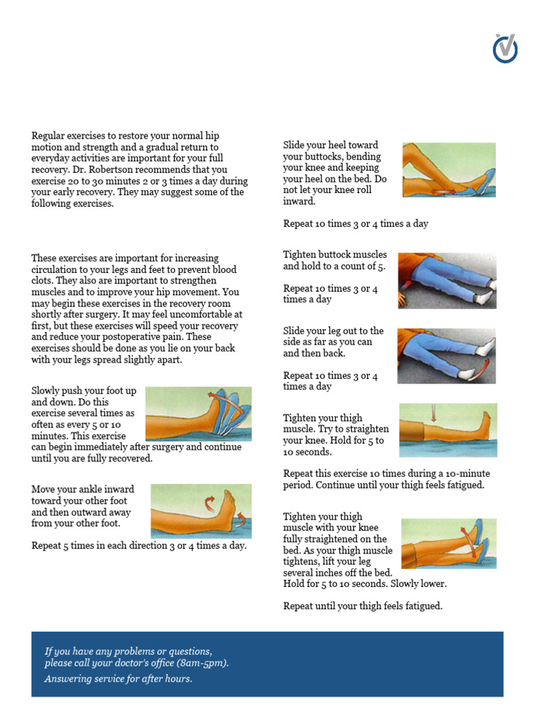 Hip Replacement Exercise Guide | PDF | Foot | Knee