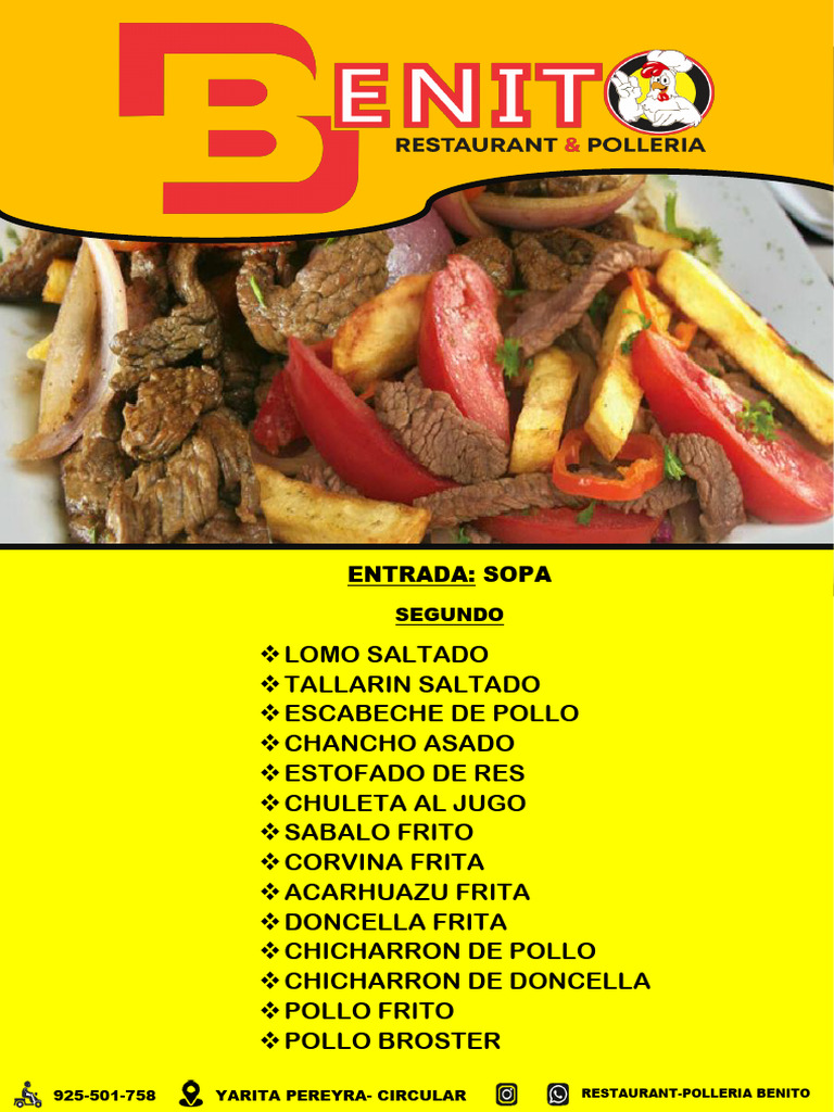 Menú del Restaurante Milagritos | PDF