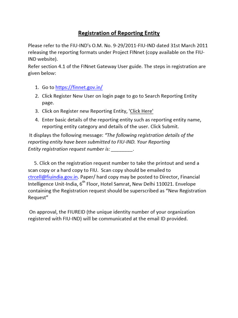 FIU-IND Reporting Entity Registration Guide | PDF