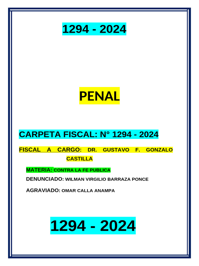 Modelo Caratula Penal 2025 | PDF