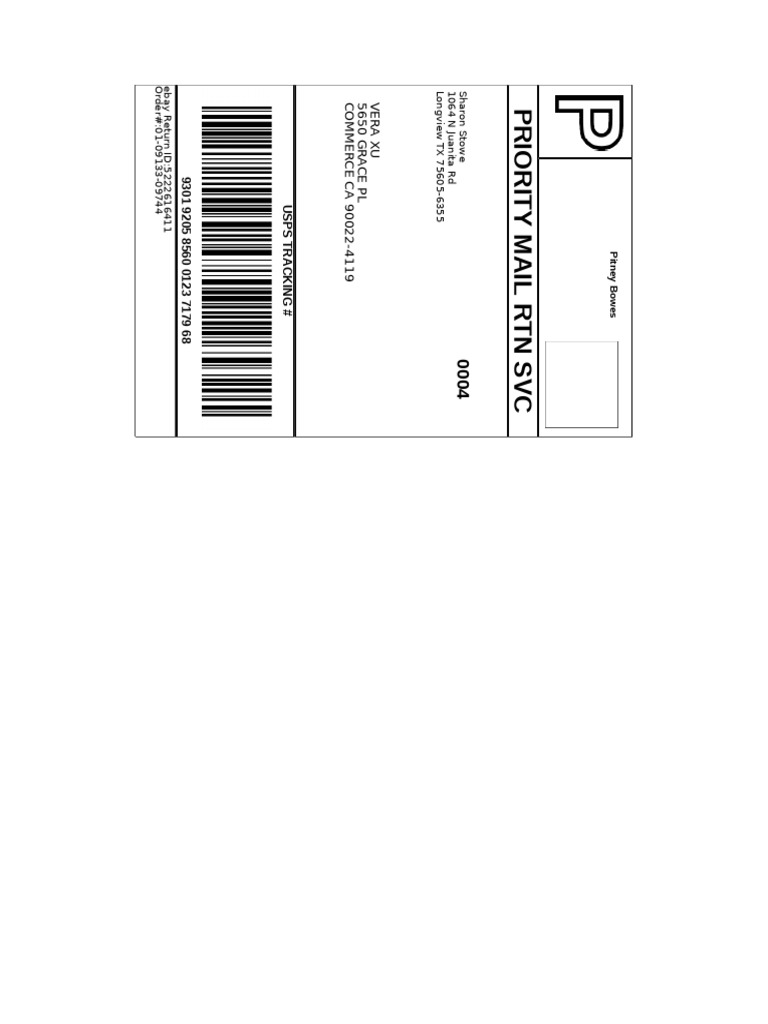 Sharon Stowe Return Label | PDF