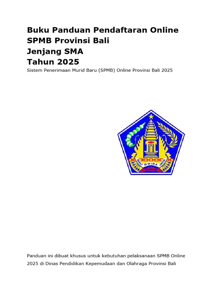 Panduan SPMB Online SMA Bali 2025 | PDF