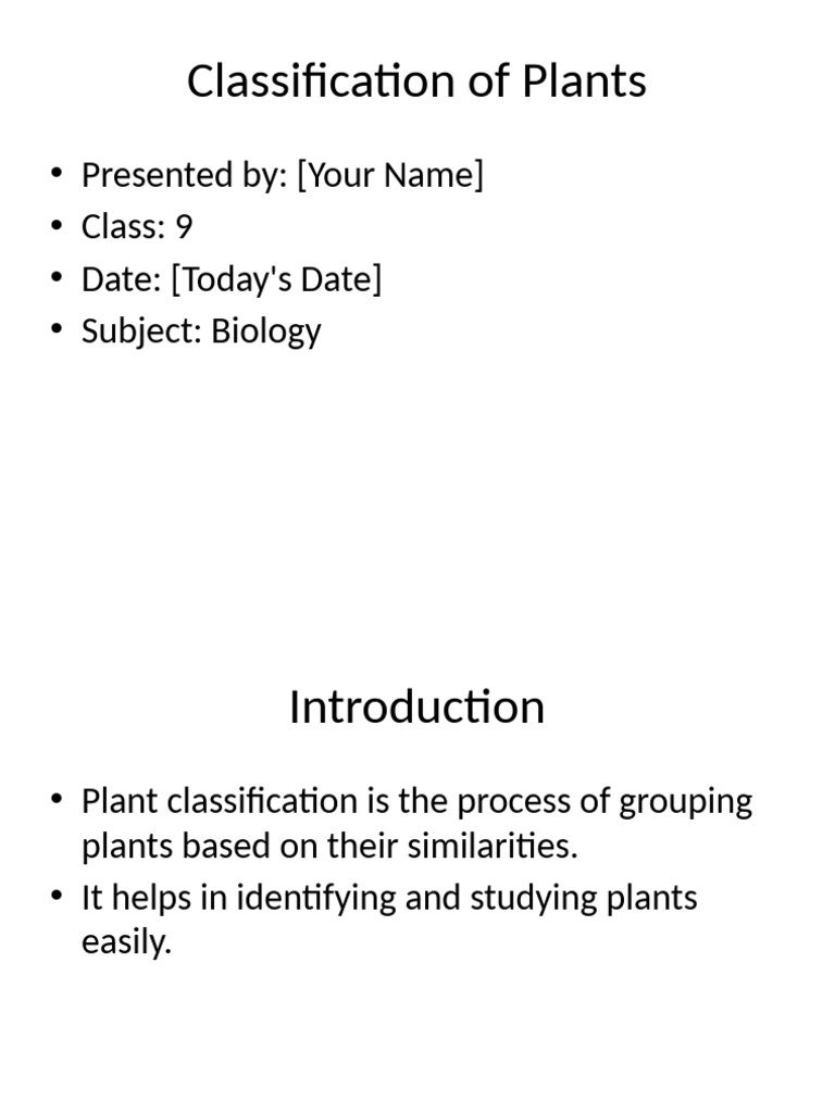 Plant Classification Overview for Class 9 | PDF