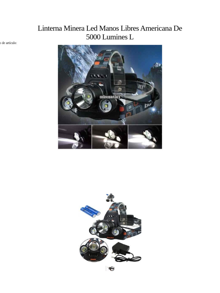 Linterna Minera Led Manos Libres Americana de | PDF