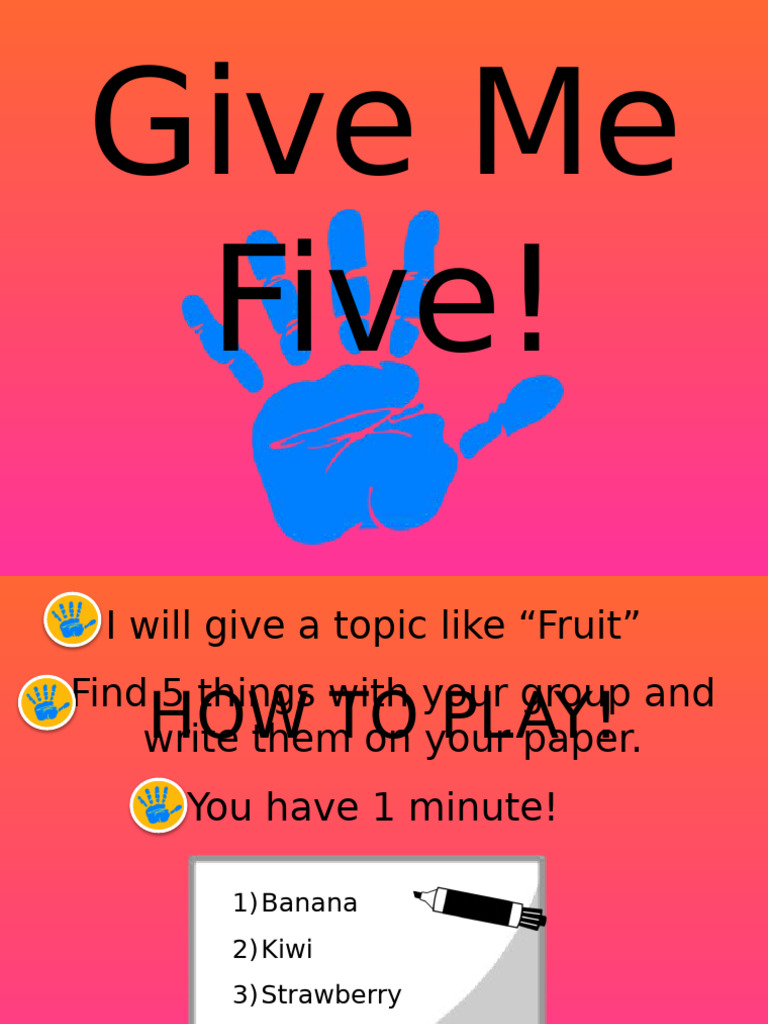 Give Me Five: Fun Group Activities | PDF