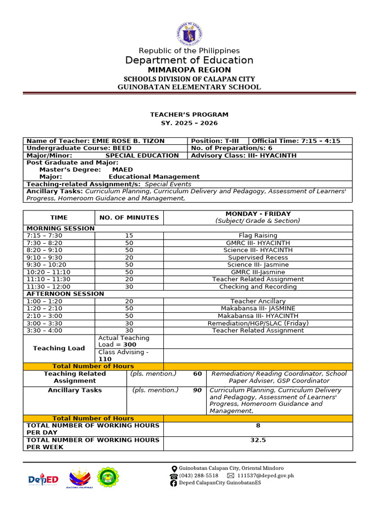 Teachers Program 2025 2026 ERLY | PDF | Teachers | Curriculum