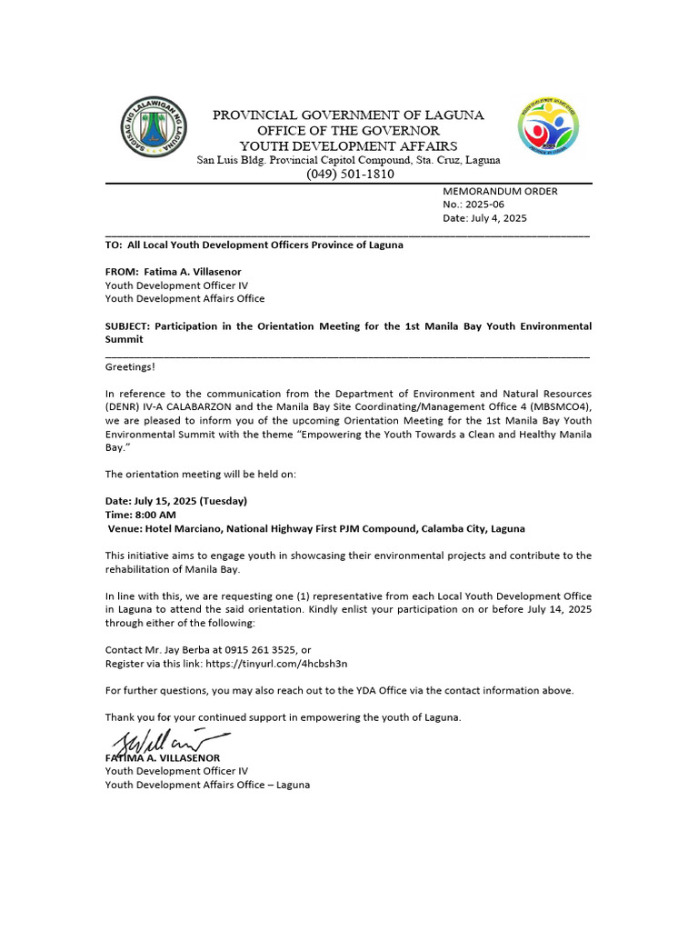 Memorandum 06 - 2025 LYDO DENR | PDF