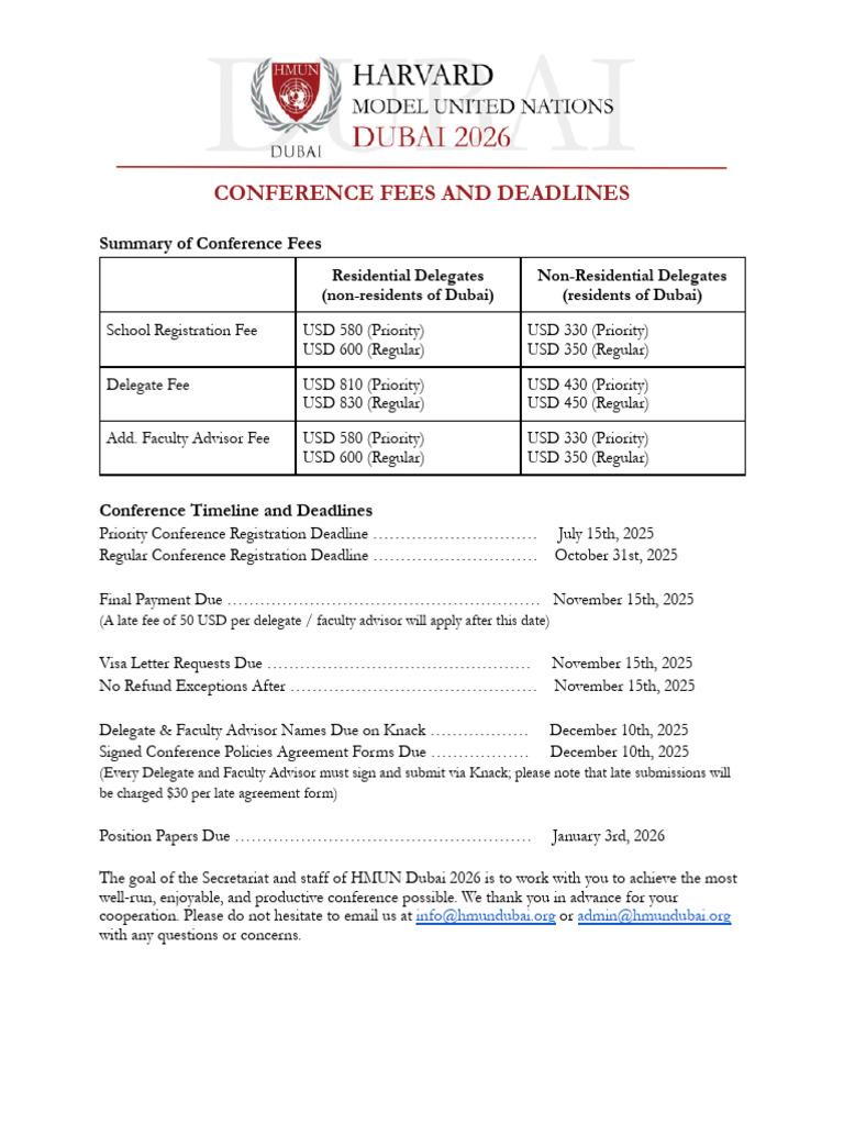 Conference Fees & Deadlines | PDF
