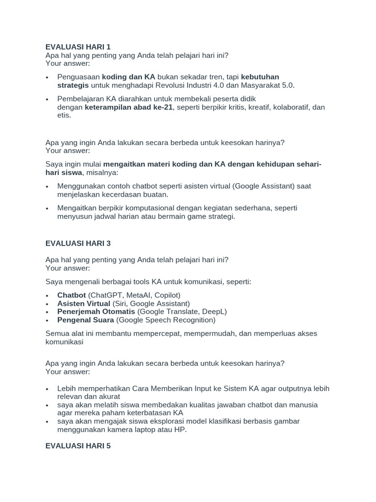 Evaluasi Reaksi | PDF