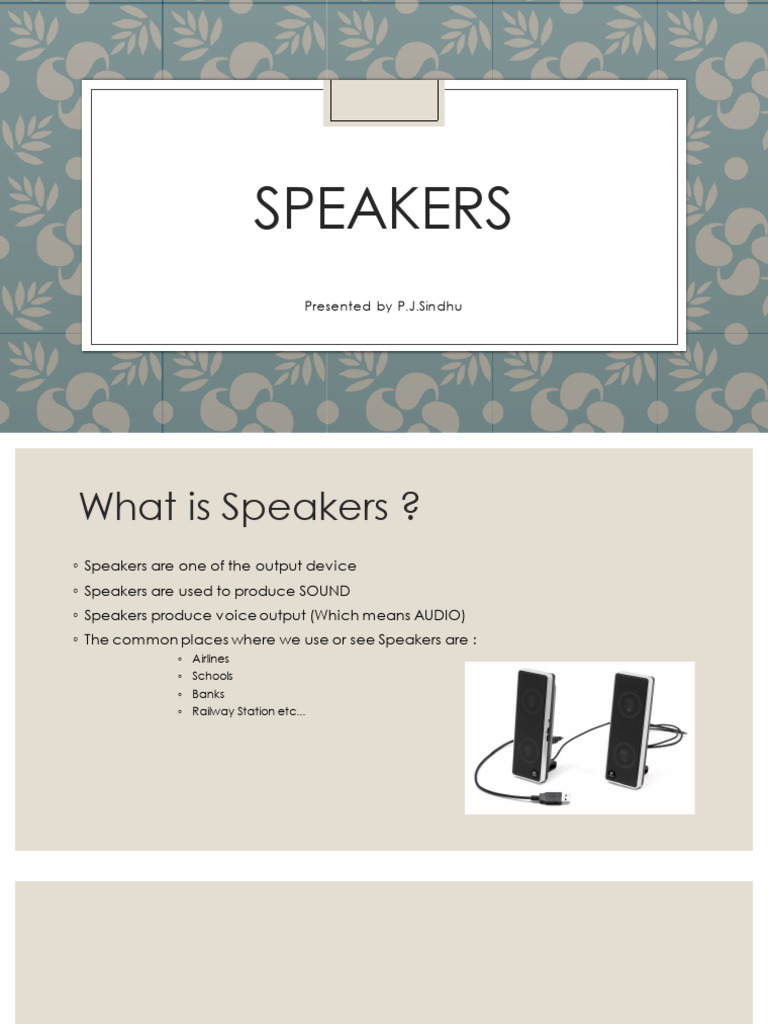 Understanding Speakers as Output Devices | PDF
