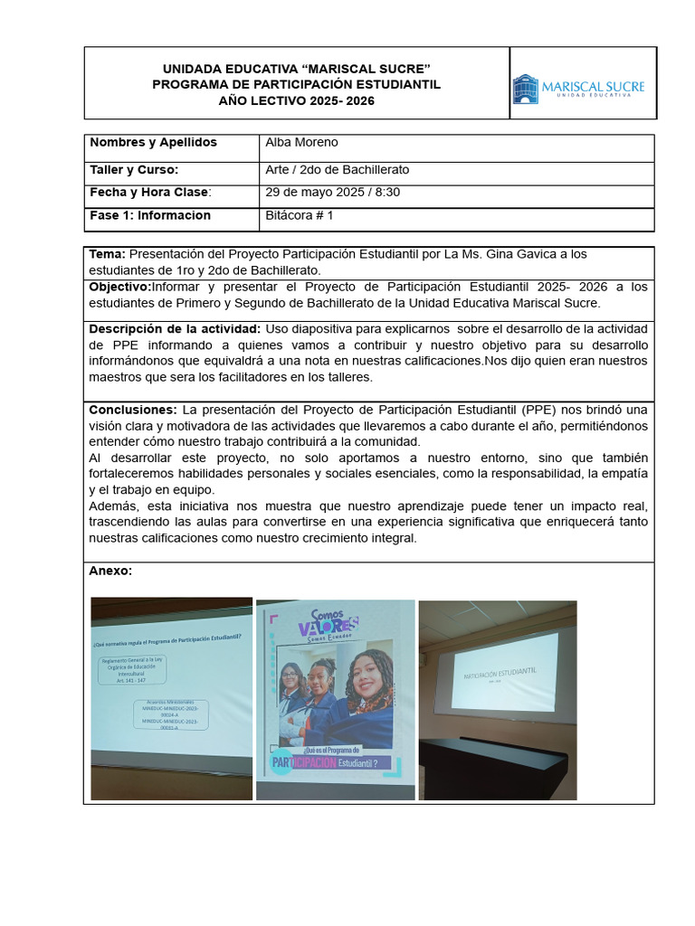 Bitácora #1 Fase 1 2025 | PDF