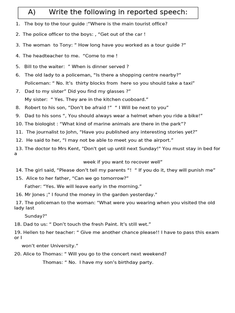 B1 REPORTED SPEECH Clase 28 Agosto 2024 | PDF