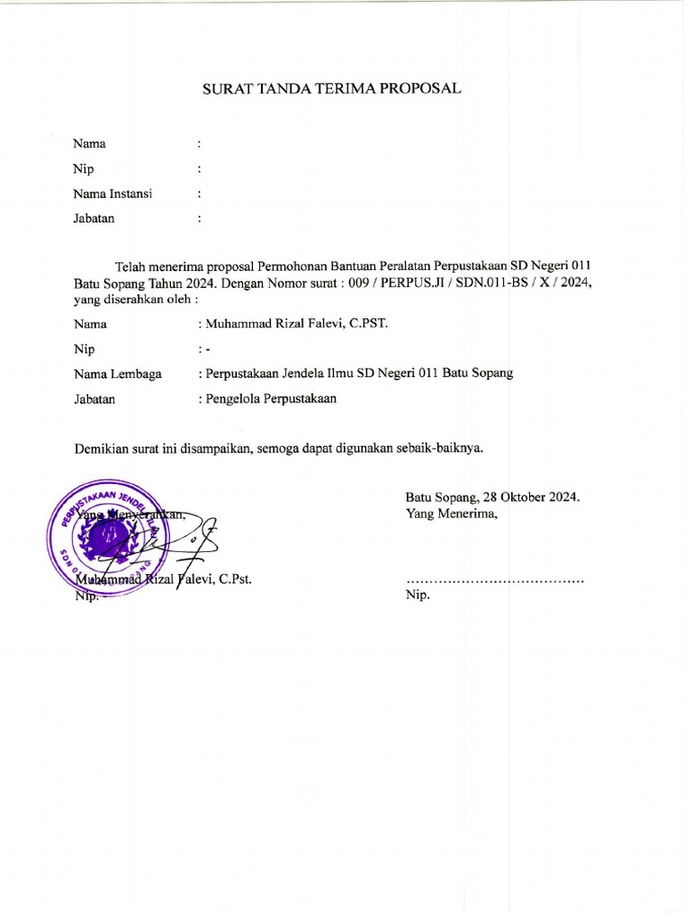 Tanda Terima Proposal | PDF