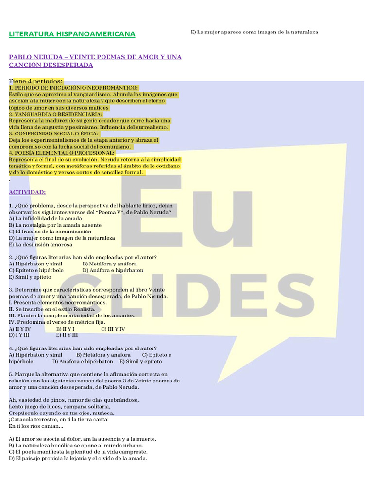 Análisis de "Veinte Poemas" de Neruda | PDF | Poesía | Las artes