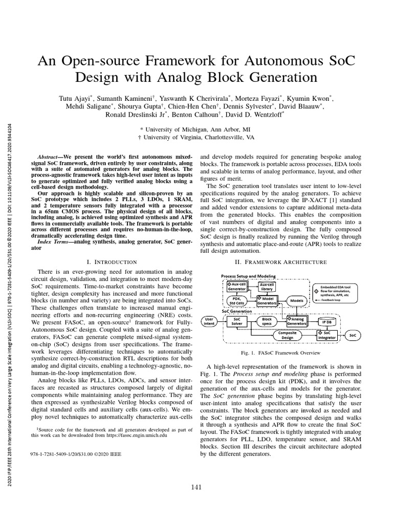 An Open-Source Framework For Autonomous SoC Design With Analog Block ...