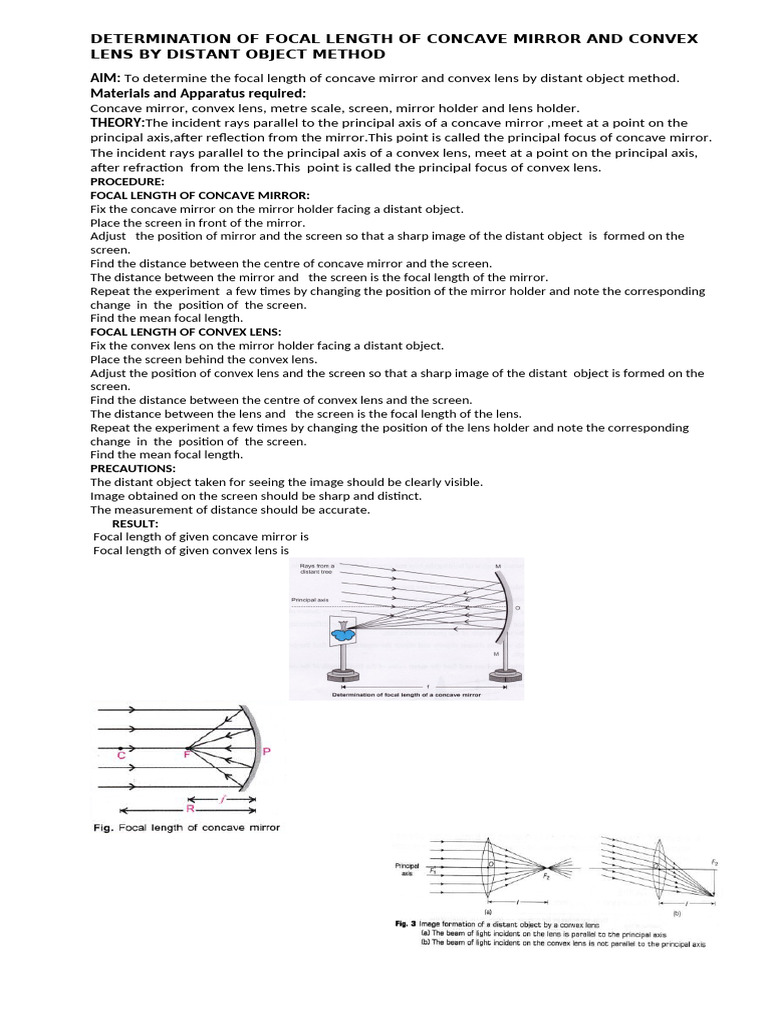 Focal Length Determination Methods | PDF