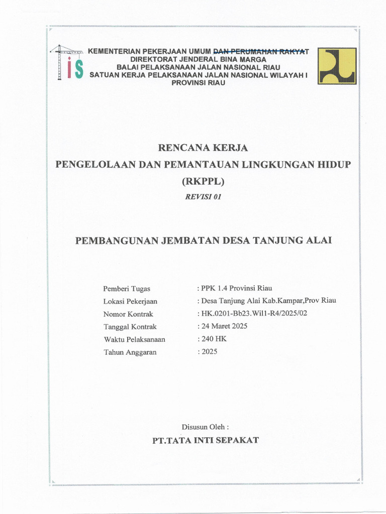 RKPPL Rev 1 Jembatan Tanjung Alai | PDF