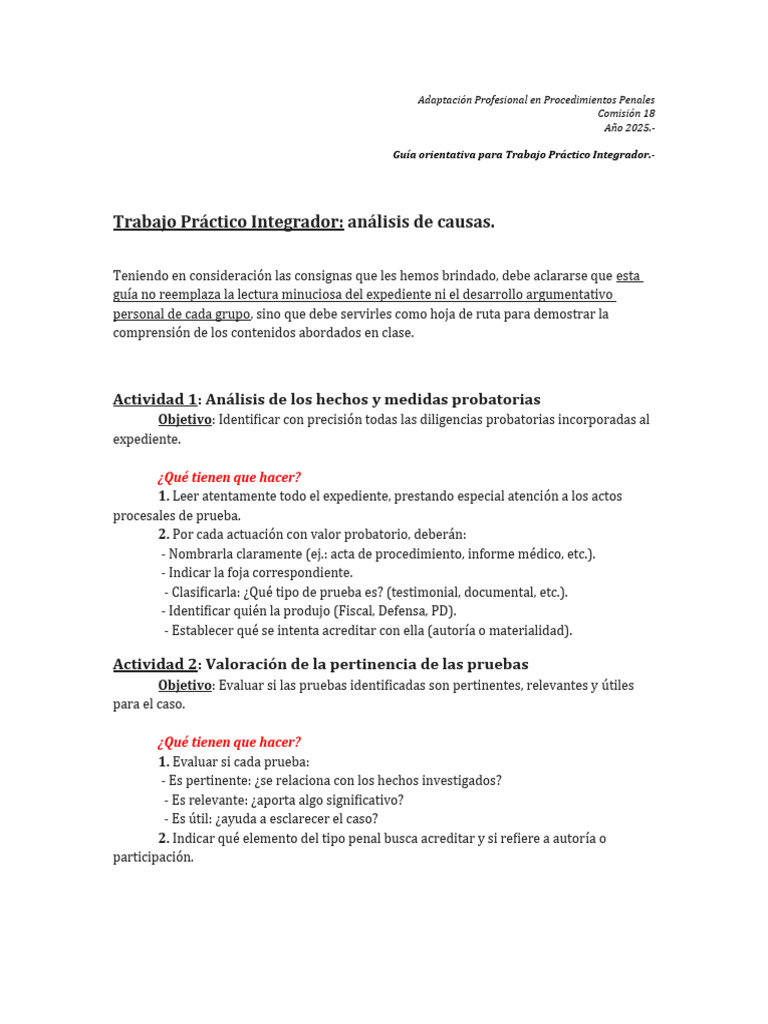 Guía Orientativa para Trabajo Práctico Integrador - 2025 | PDF | Ley ...