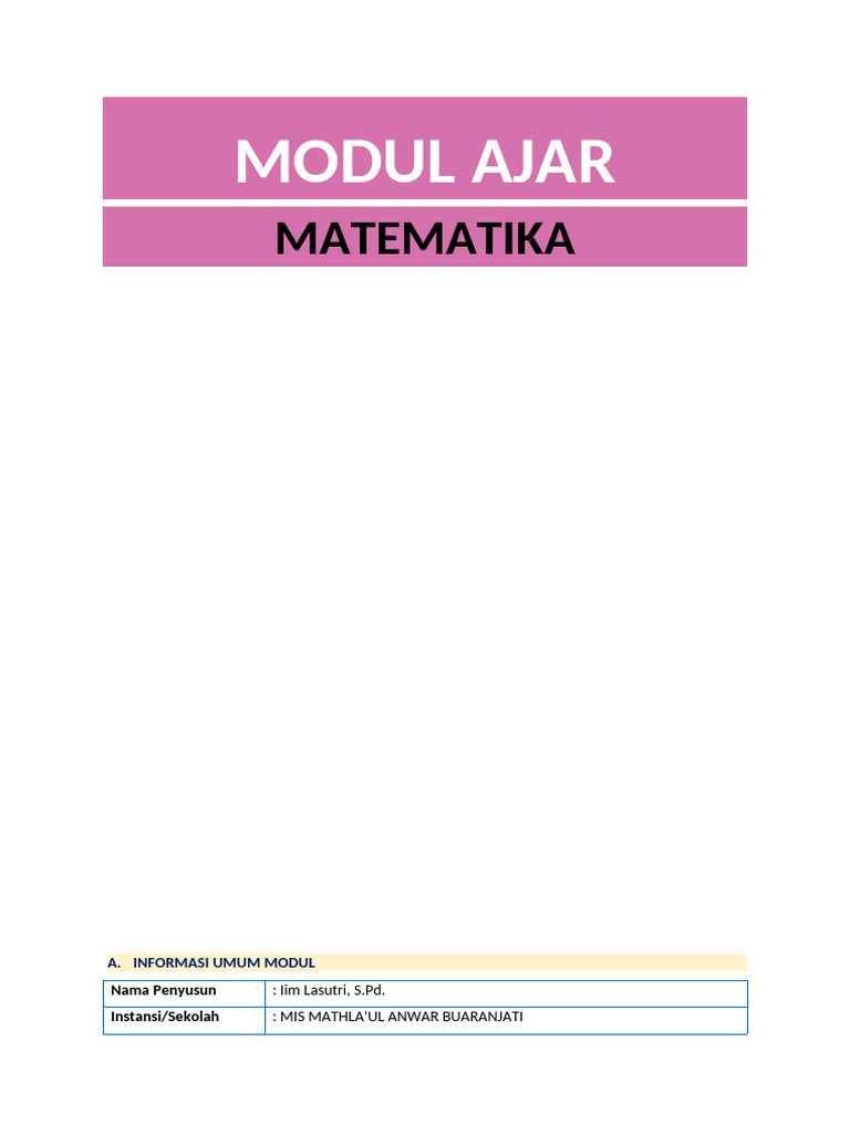 Modul Ajar MTK Bab 1 | PDF