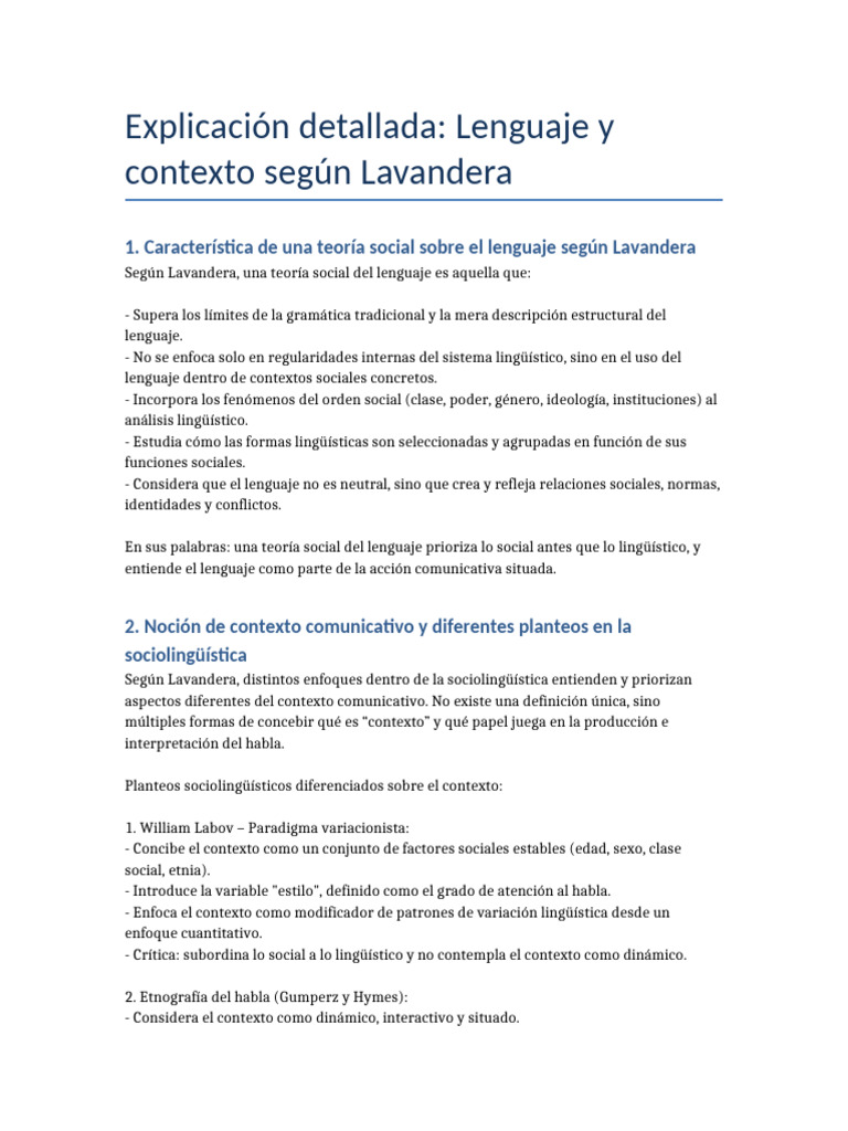 Lavandera Lenguaje y Contexto ACTUALIZADO | PDF | Sociolingüística ...