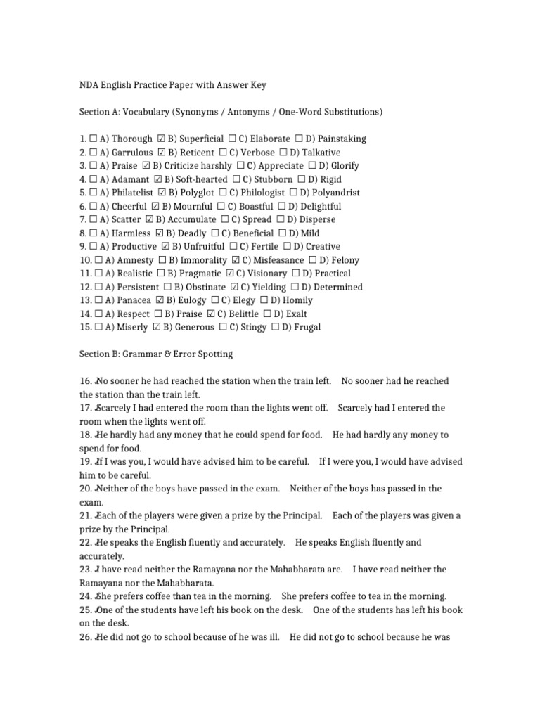 NDA English Practice Paper | PDF | Chess Openings | Chess