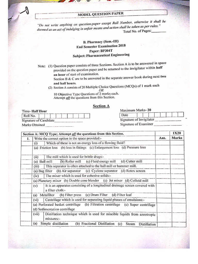 Engineering Model Paper - 20181029222400244 | PDF