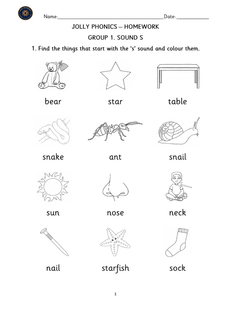 Jolly Phonics - Group 1 - Sound S & A | PDF