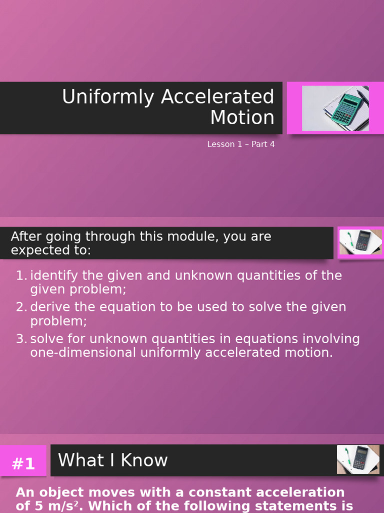 Motion Part 4 UAM Problems | PDF | Acceleration | Velocity