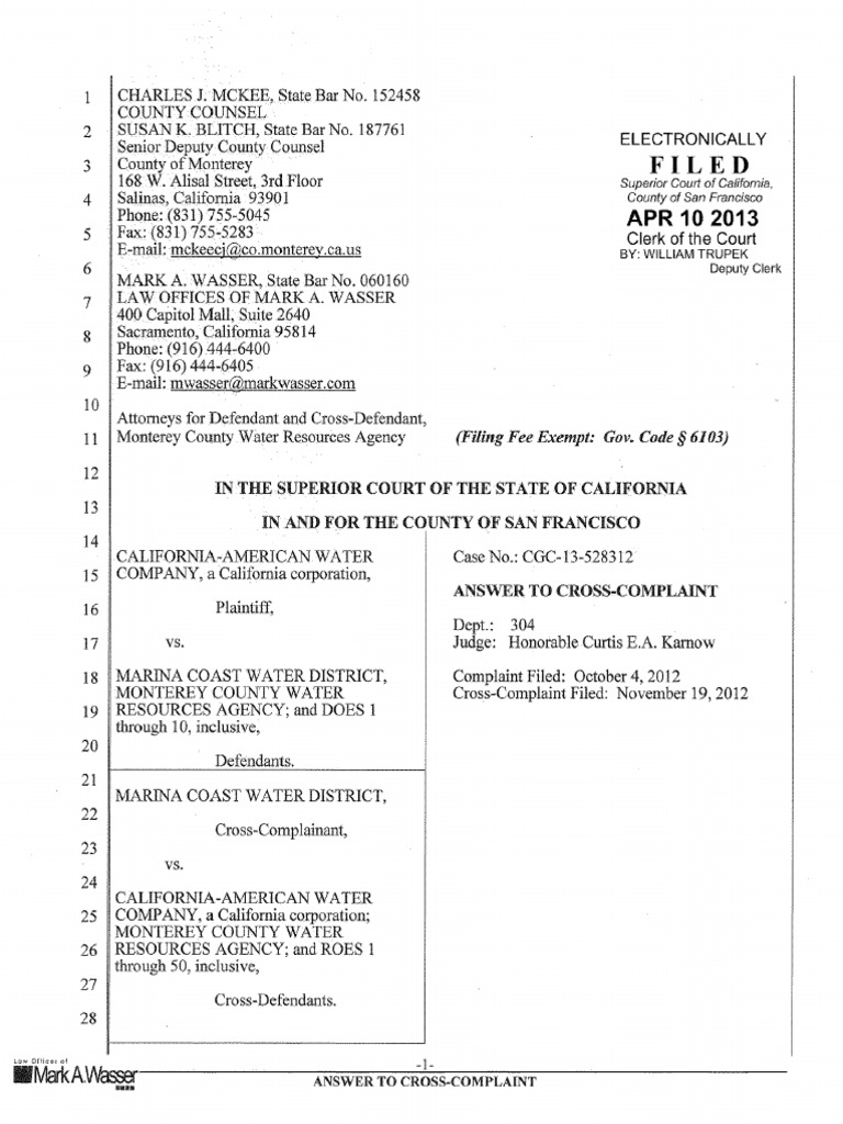 Answer To Cross Complaint CGC 13 528312 04 10 13 | PDF | Mail | Laches ...